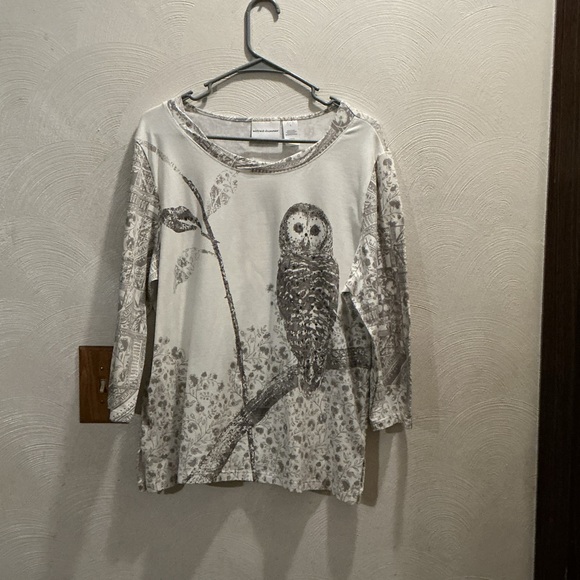 Alfred Dunner | Tops | Alfred Dunner Womens Greenish Gray White Owl ...
